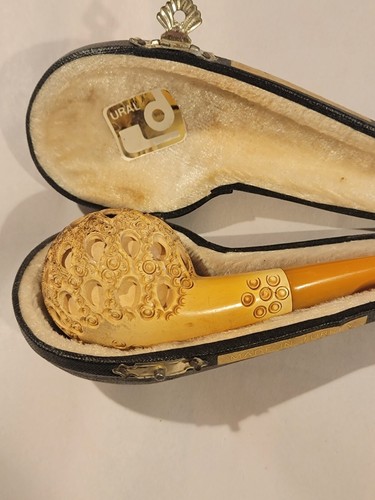 VINTAGE TURKISH SMOKING PIPE WITH interictally carved bowl AND CARRYING ...