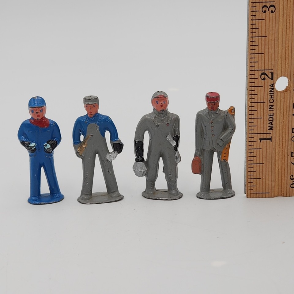Vtg O Gauge Cast Metal Painted Train Theme Figures Lot Of 4 Railroad ...