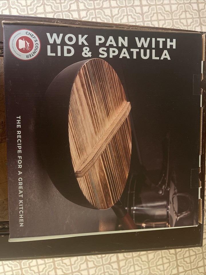 Brand New! Chef’s Counter Wok Pan With Lid And Spatula Pre-Seasoned ...