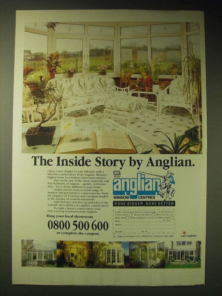 1989 Anglian Window Centres Ad - The inside story by Anglian | eBay