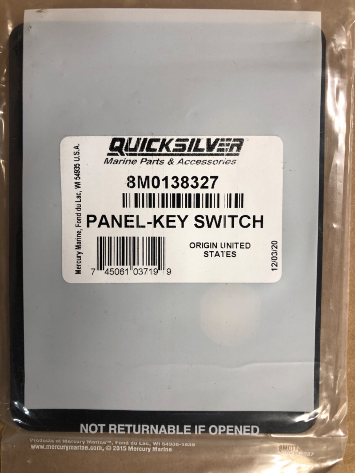 Mercury / Quicksilver Replacement Key Switch Panel | 8M0138327 for sale ...