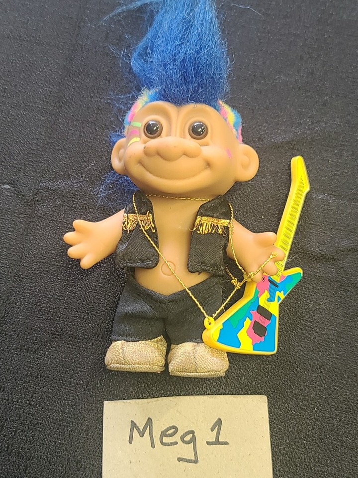 Vintage 90s Russ Troll Doll Berrie Punk Rocker Mohawk Blue Hair with ...