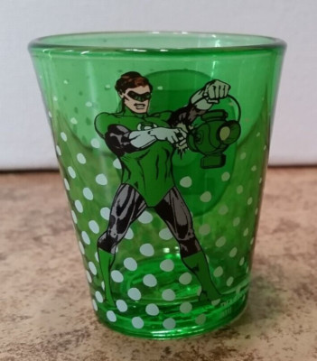 Green Lantern Shot Glass, DC Comics 2oz Green w/ White Dots, Logos on ...