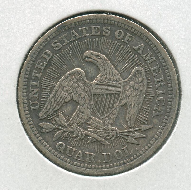 1853-P Arrows & Rays Silver Seated Liberty Quarter 25c Philadelphia ...