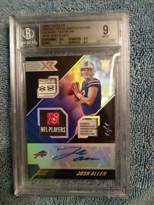 2018 Panini Josh Allen XR Rookie Triple Swatch Laundry Tag Auto NFLPA 1 ...