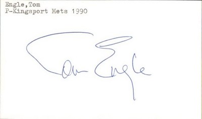 Tom Engle Signed 3x5 Index Card Cut Mets Autograph Den | eBay