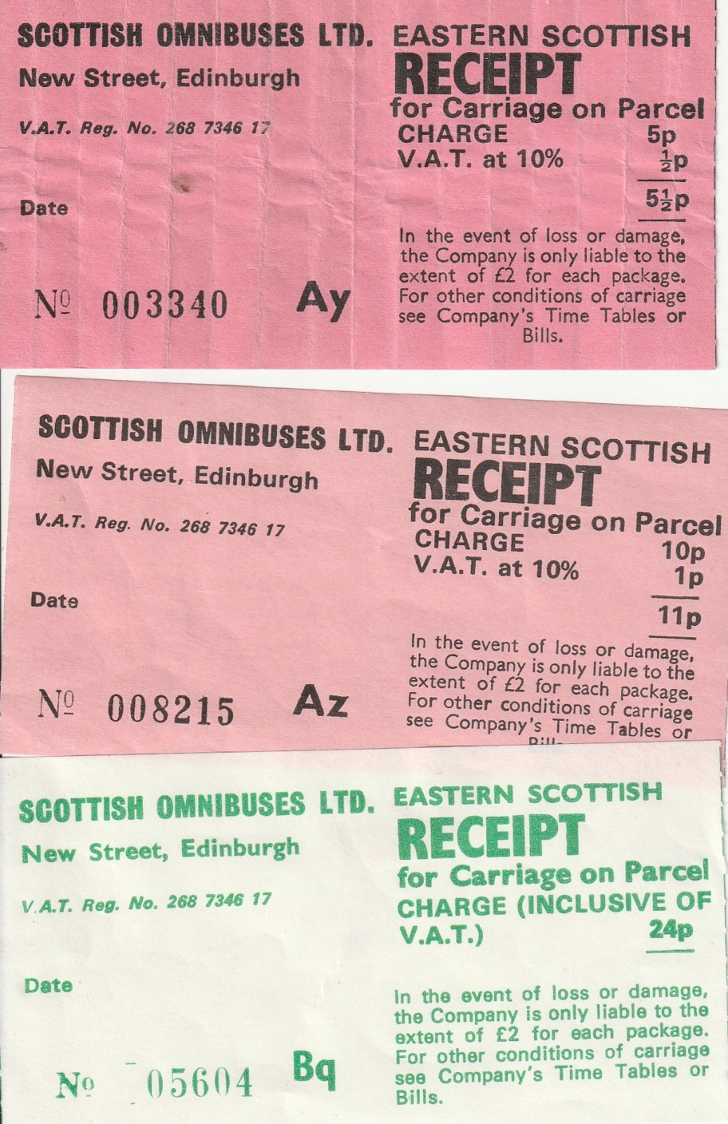 Parcel Labels. Scottish Omnibuses Ltd. Eastern Scottish. 3 different ...