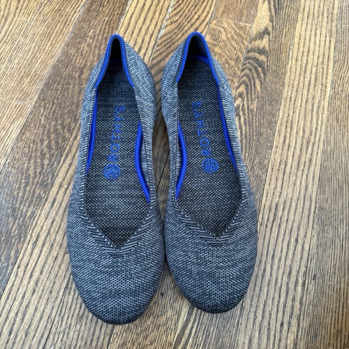 VGC Rothys size 9 Birdseye Charcoal Gray Round Toe Flats Blue Halo Pink ...