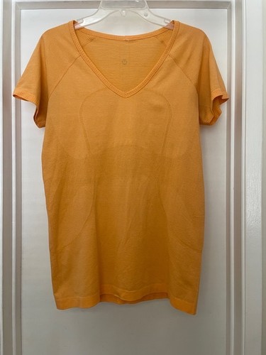 Lululemon V Neck Orange Swiftly Tech Short Sleeve Top Sz 12 Great | eBay