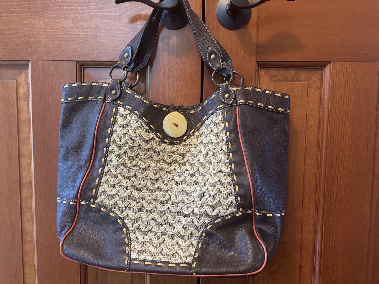 Kate Landry Bohemian Inspired Large Leather Handbag - Gem