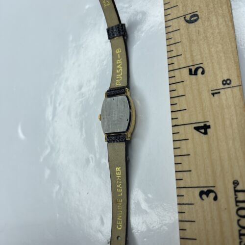 A Pulsar Gold Brown Lizard Leather V811 5340 550134 Japan Stainless ...