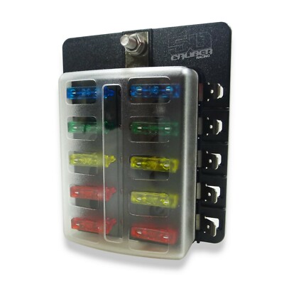 50 Caliber Racing 10Way 12V Blade Fuse Box Distribution Block Arctic ...