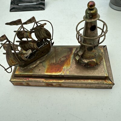 Beyond The Sea Craftsman Metal Music Box Sailing Ship Lighthouse-works ...