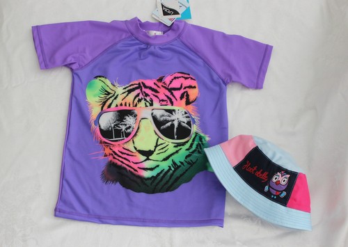 GIRLS KABOOSH RASHIE LYCRA RASH TOP PURPLE ANIMAL PRINT SIZE 3 YRS FREE ...