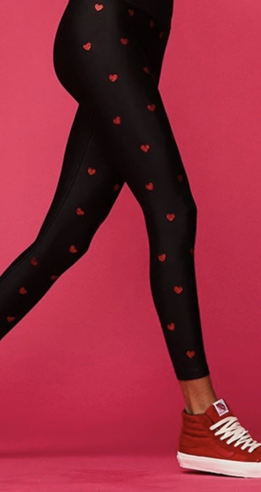 beach riot red Sparkle Heart legging (size Small) | eBay