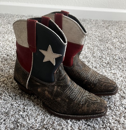 Roper Womens Texas Flag Round Toe Casual Boots Ankle Low Heel 1-2 inch ...