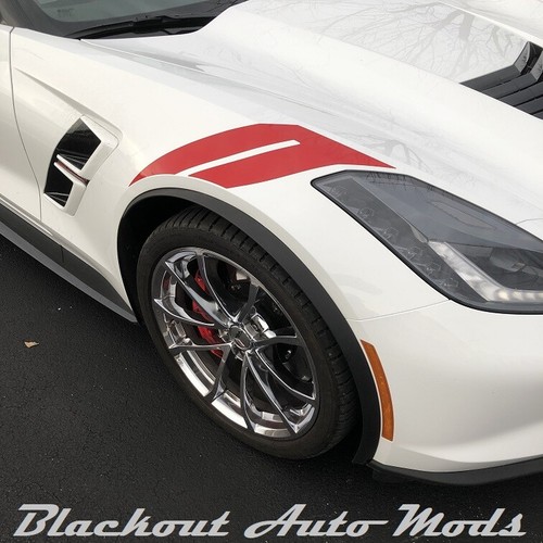 Bright Red Fender Stripes Hash Marks Vinyl Decals For 2015-19 C7 ...