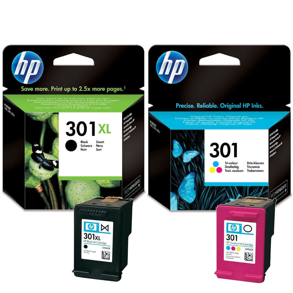 Original HP 301 / 301XL Black & Colour Ink Cartridge For DeskJet 1512 ...