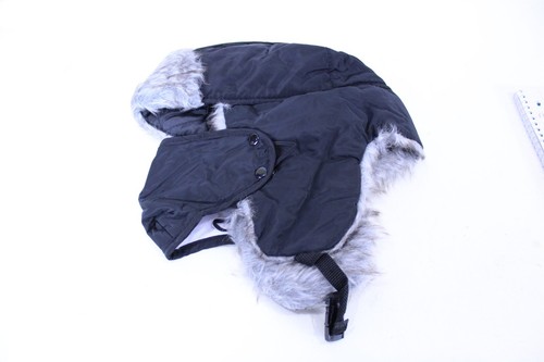 Trapper Hat Faux Fur Lined Insulated hood with Face Mask Black & Gray ...