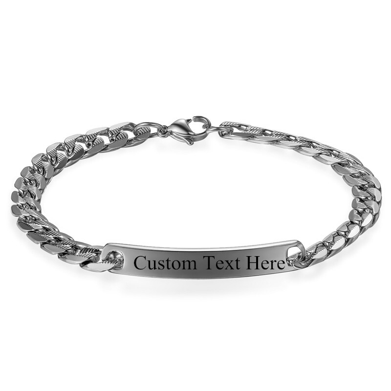 Free Engraving Personalized Stainless Steel Chain Bracelet Custom Tag ...