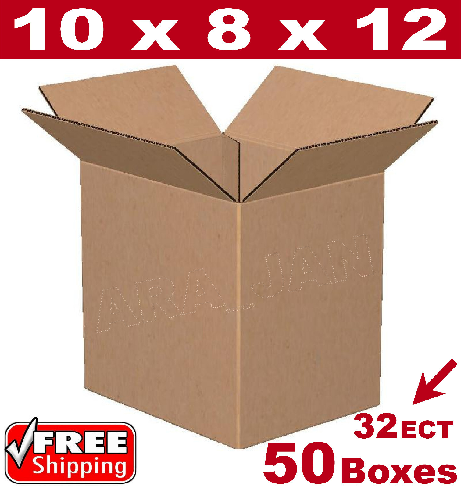 50 - 10x8x12 Cardboard Boxes Mailing Packing Shipping Box Corrugated ...