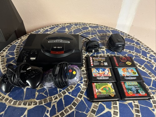 Sega Genesis 16-Bit Console with 2 Controllers 6 Games | eBay