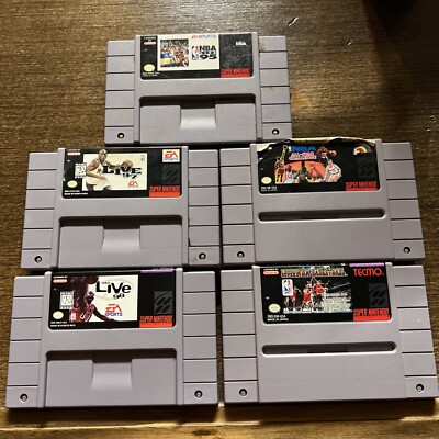 Lot of 5 SNES Authentic Cartridges: NBA Live NCAA | eBay