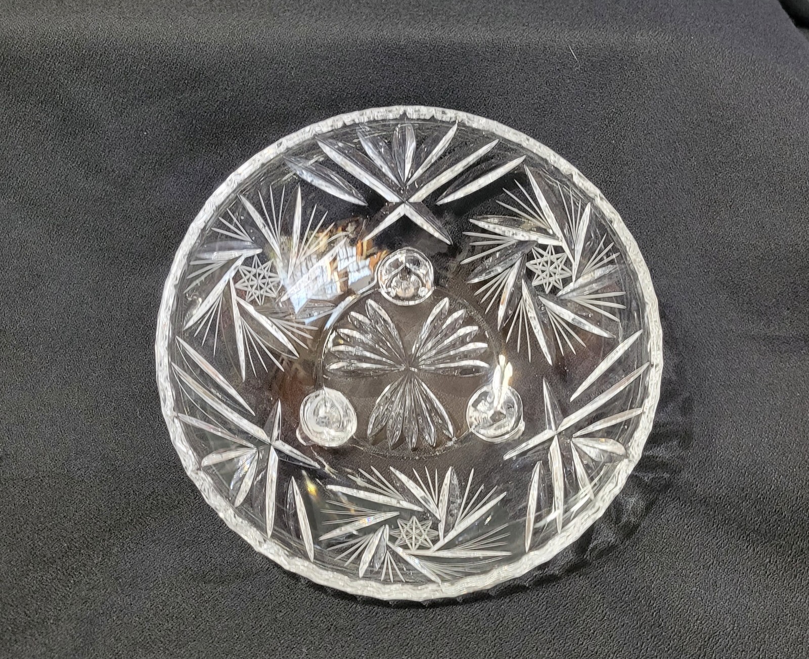 Mid Century Cut Crystal 3 Footed Fan & Pinwheel Design & 8 Pointed Star ...