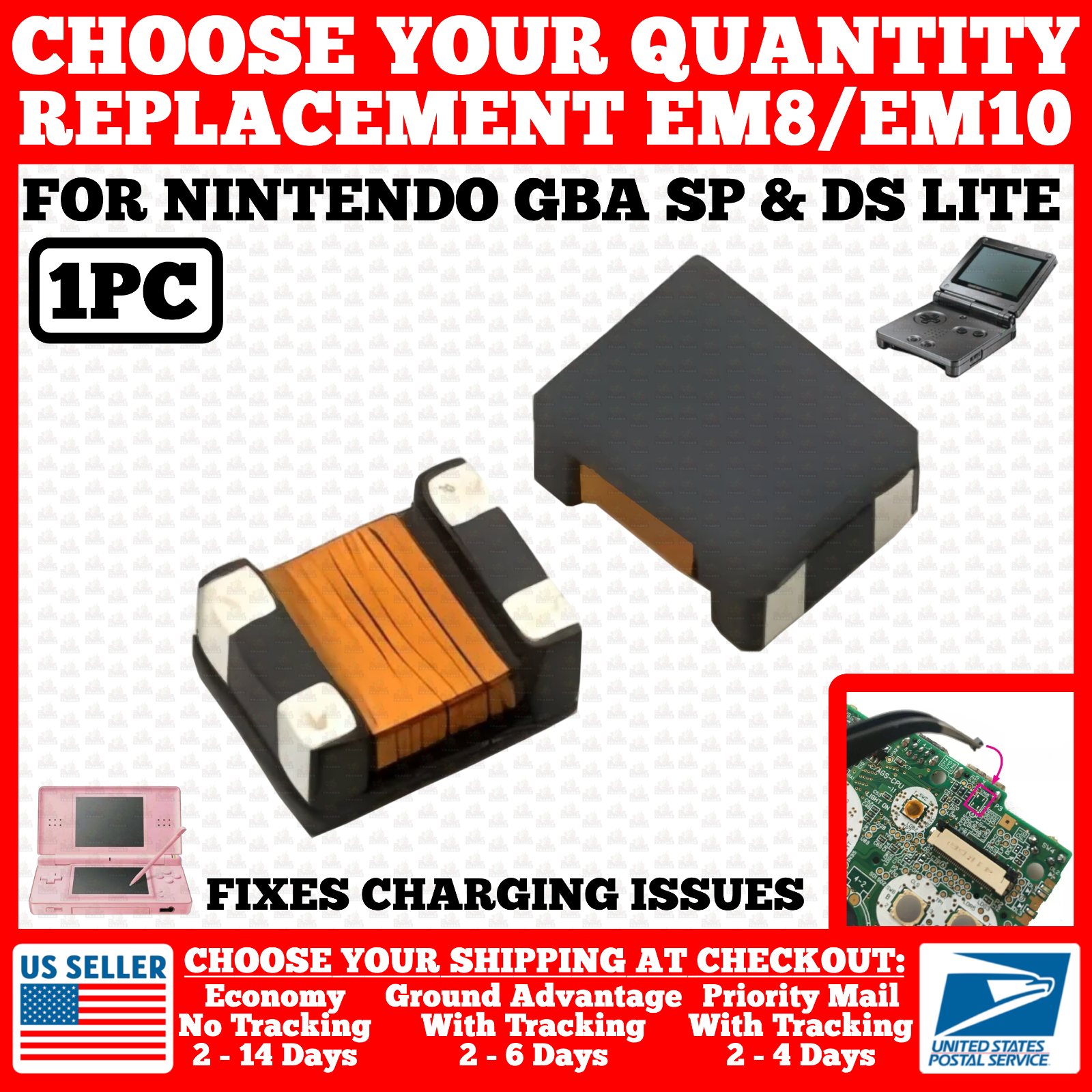 EM8 EM10 Filter Choke Coil for Nintendo DS Lite/Game Boy Advance GBA SP ...