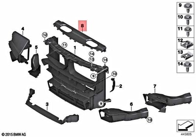 BMW OEM 14-18 X5 Air Intake-Radiator Support-Upper Cover 51647326554 | eBay
