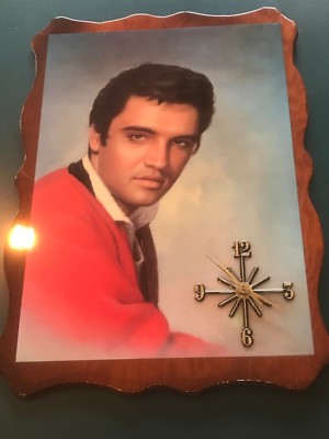 ELVIS WALL CLOCK,YOUNG ELVIS WITH WORKING CLOCK ON HEAVY EPOXIED ...
