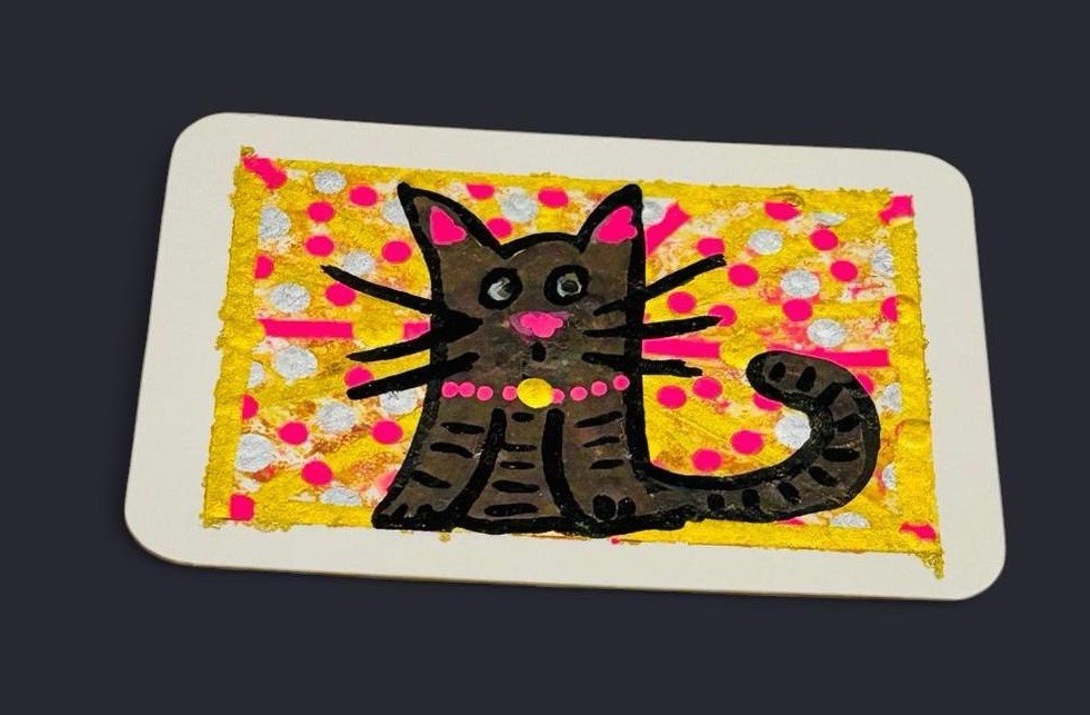 Miss Pretty Kitty - Mixed Media Acrylic Art ACEO | eBay