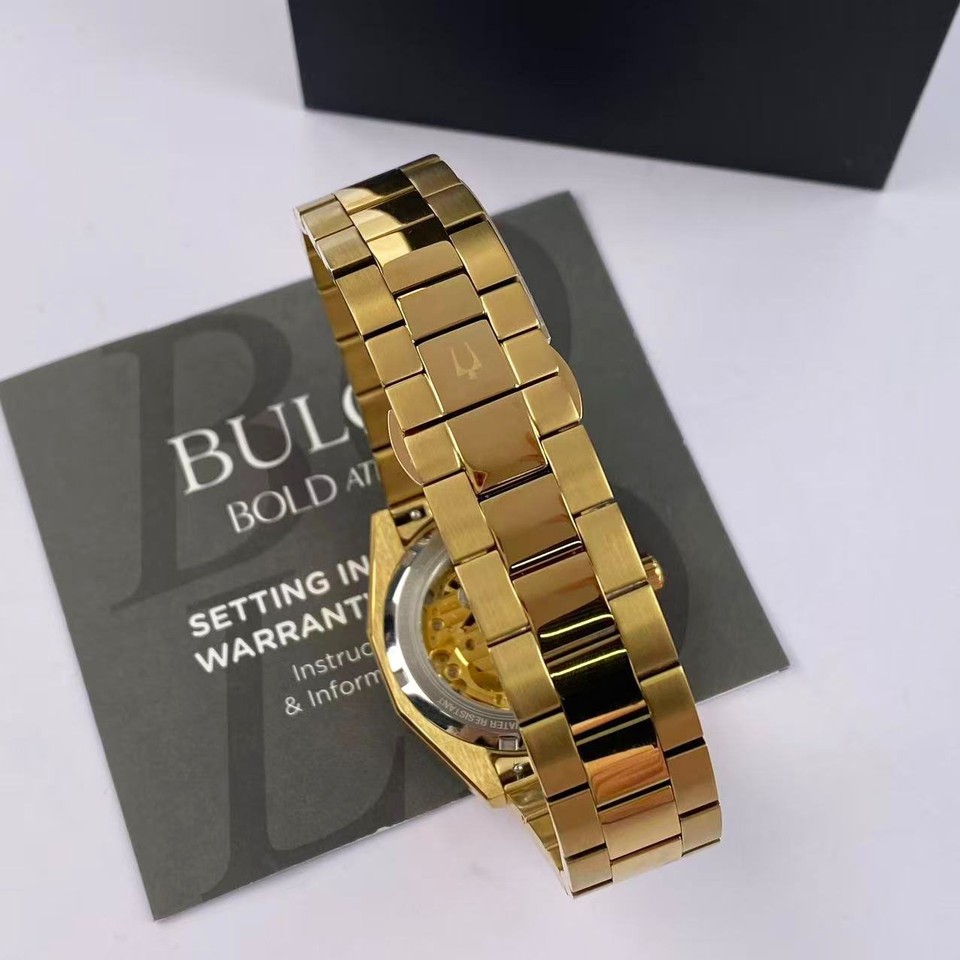 Bulova Surveyor Men's Automatic Watch Gold Tone Dial Stainless Steel ...