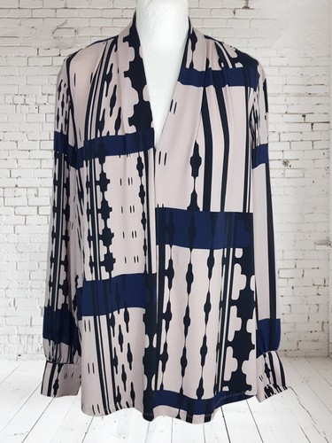 New Next Navy Pale Pink Geo Print Blouse Size 22 V Neck | eBay