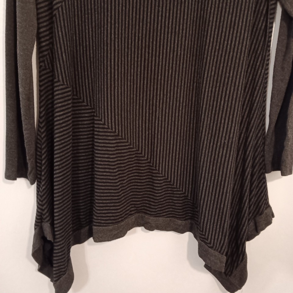 Philosophy Women's XL Tunic Top Long Sleeve Striped Gray Black ...