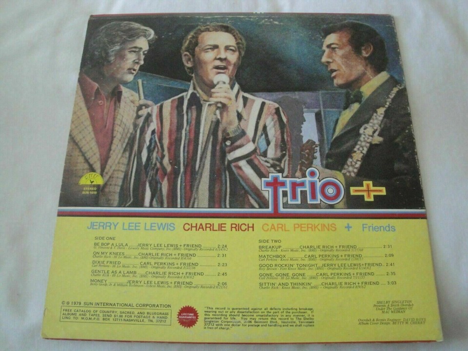 Sun Trio + Friends 1018 JERRY LEE LEWIS CHARLIE RICH CARL PERKINS VINYL ...