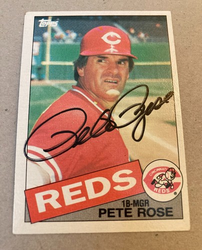 Pete Rose 1985 Topps Signed Autographed Card #600 Cincinnati Reds ...