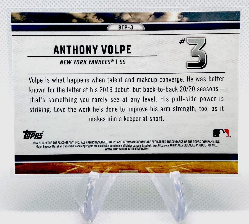 2023 Bowman Chrome Anthony Volpe Bowman Scouts Top 100 (3) Insert #BTP ...