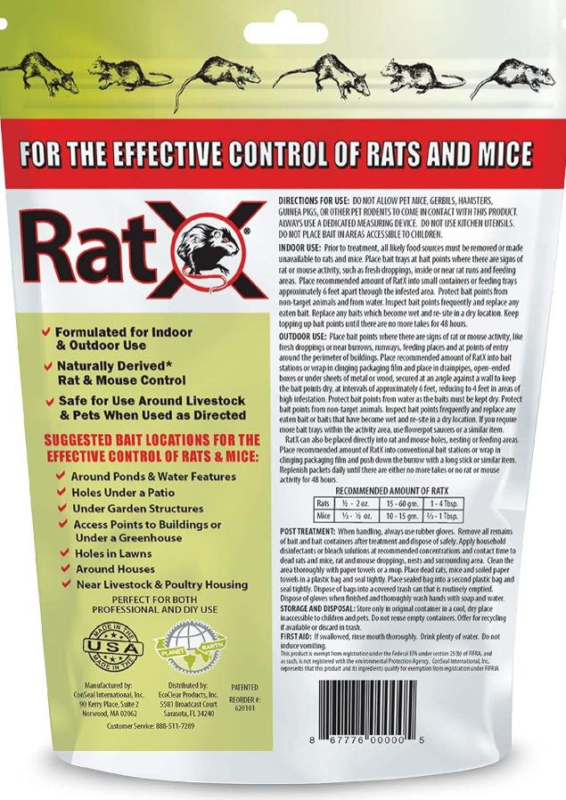 EcoClear Products 620100-6D RatX All-Natural Non-Toxic Humane Rat and ...