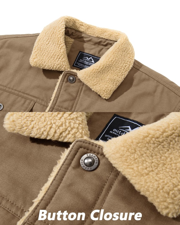 Men's Winter Jackets Sherpa Fleece Lined Cargo Casual Thick Warm Bomber ...