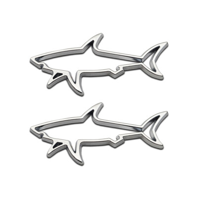 2x Chrome Metal Hollow Shark Emblem Side Wing Logo Door Rear Trunk 3D ...