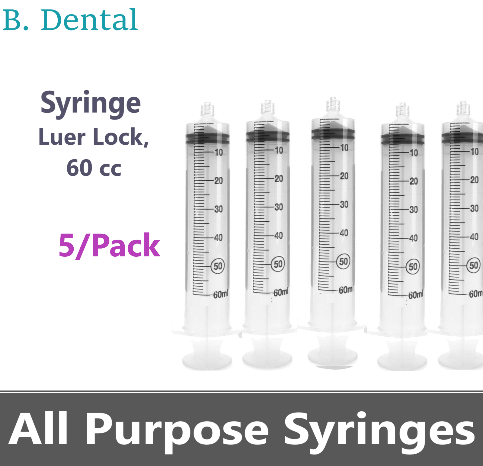 60ml / 60 cc Luer Lock Tip Syringe 5 Pack by DX- Sterile | eBay