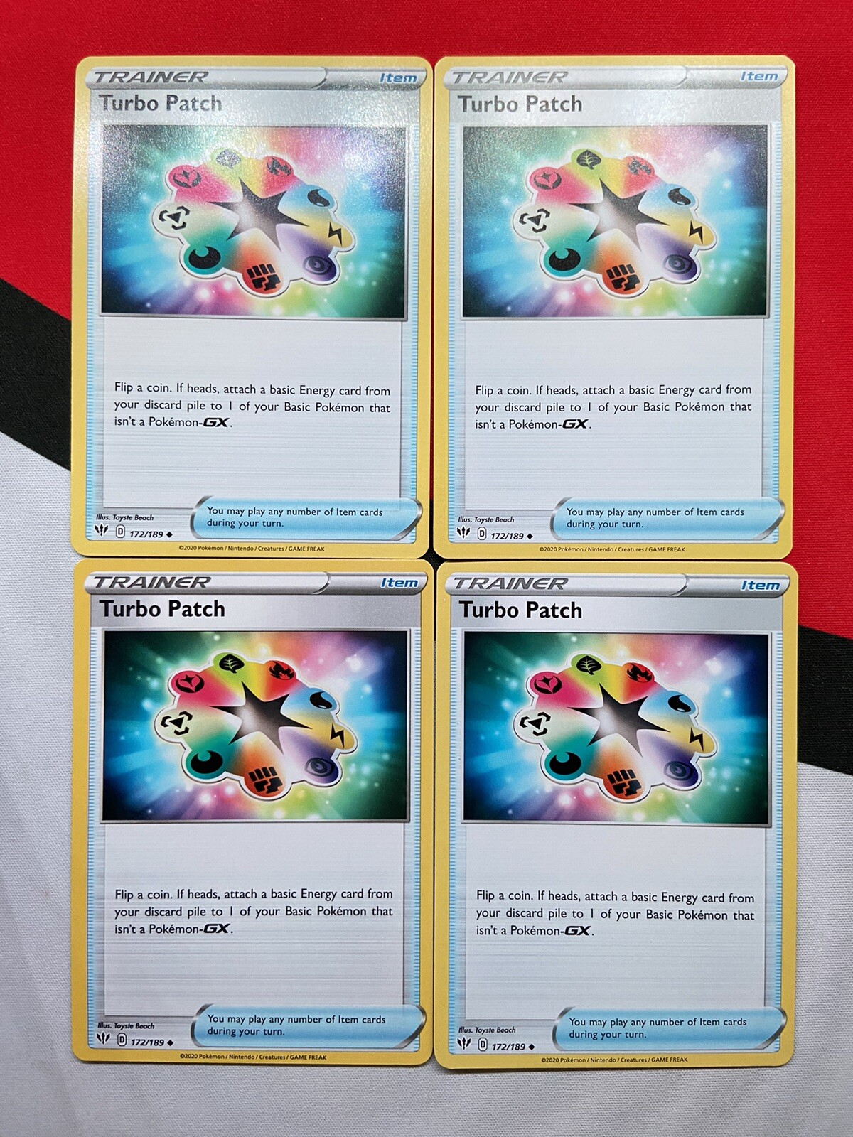 Turbo Patch Trainer 172/189 Darkness Ablaze x4 Pokemon Playset 4x | eBay