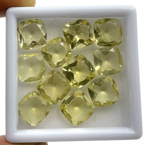 Natural Lemon Quartz Cushion Cut Loose Gemstone Lot 11 Pcs 11 MM 50 CT ...