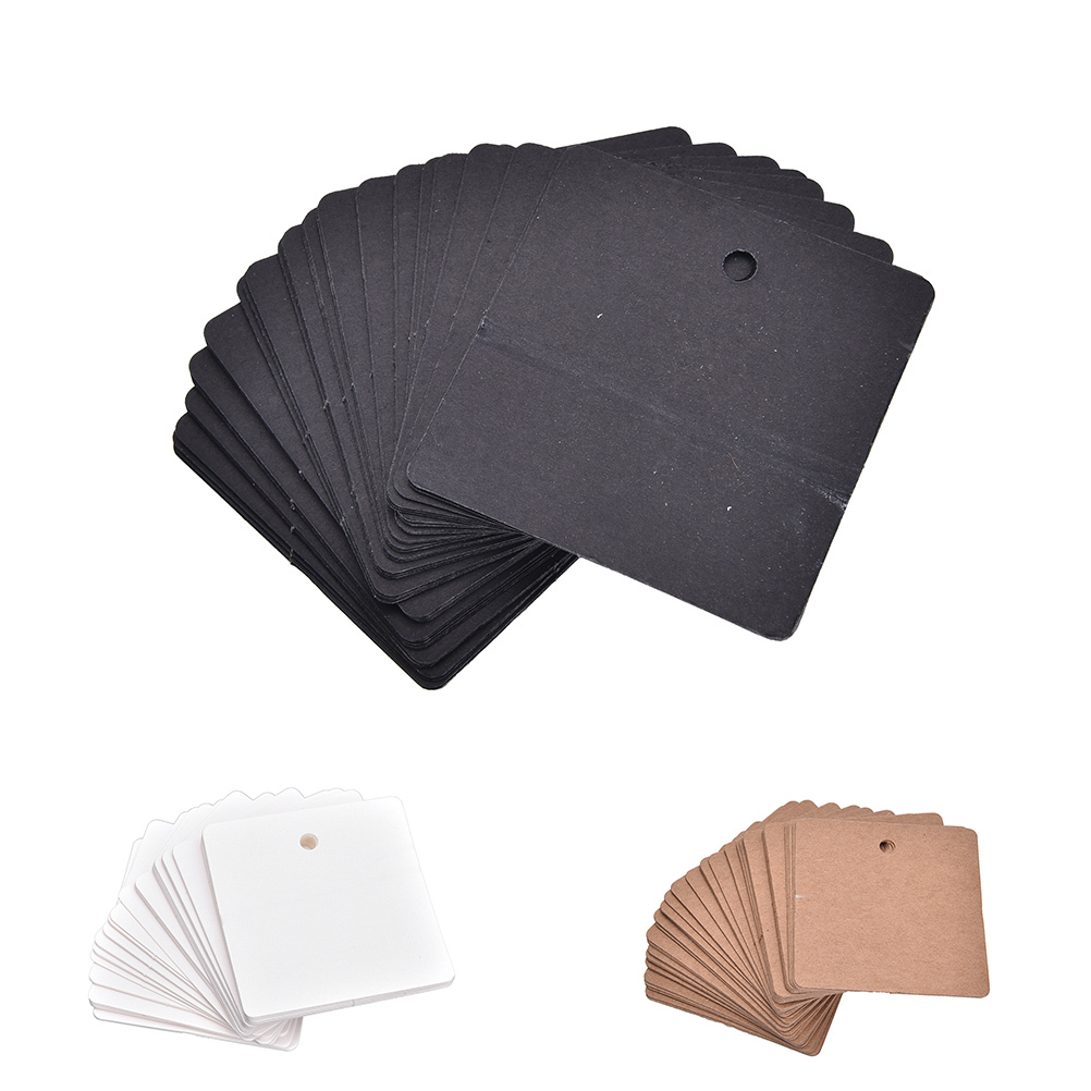 100X DIY Square Kraft Paper Label Price Hang Tags Gift Card Wedding Par ...
