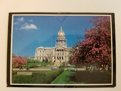 Denver Capitol state Building Colorado Postcard tree lawn garden $.19 ...