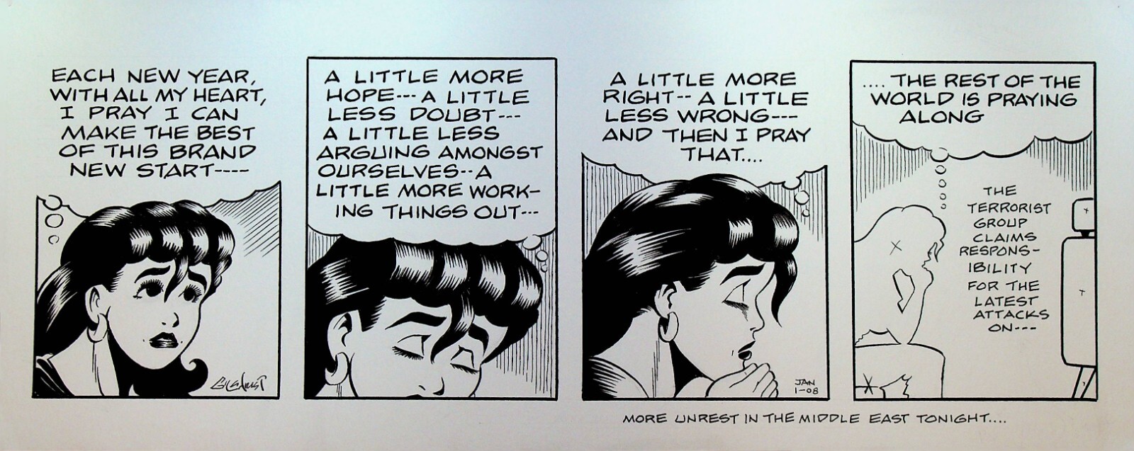 Nancy Comic Strip Original Art Guy Gilchrist January 1 2008 New Year's ...