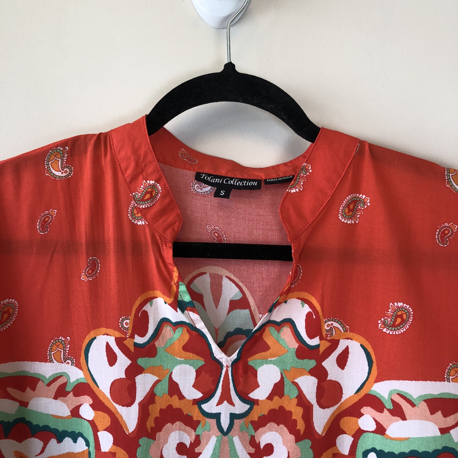 Tolani Collection Mandarin Collar Caftan Tunic Orange… - Gem