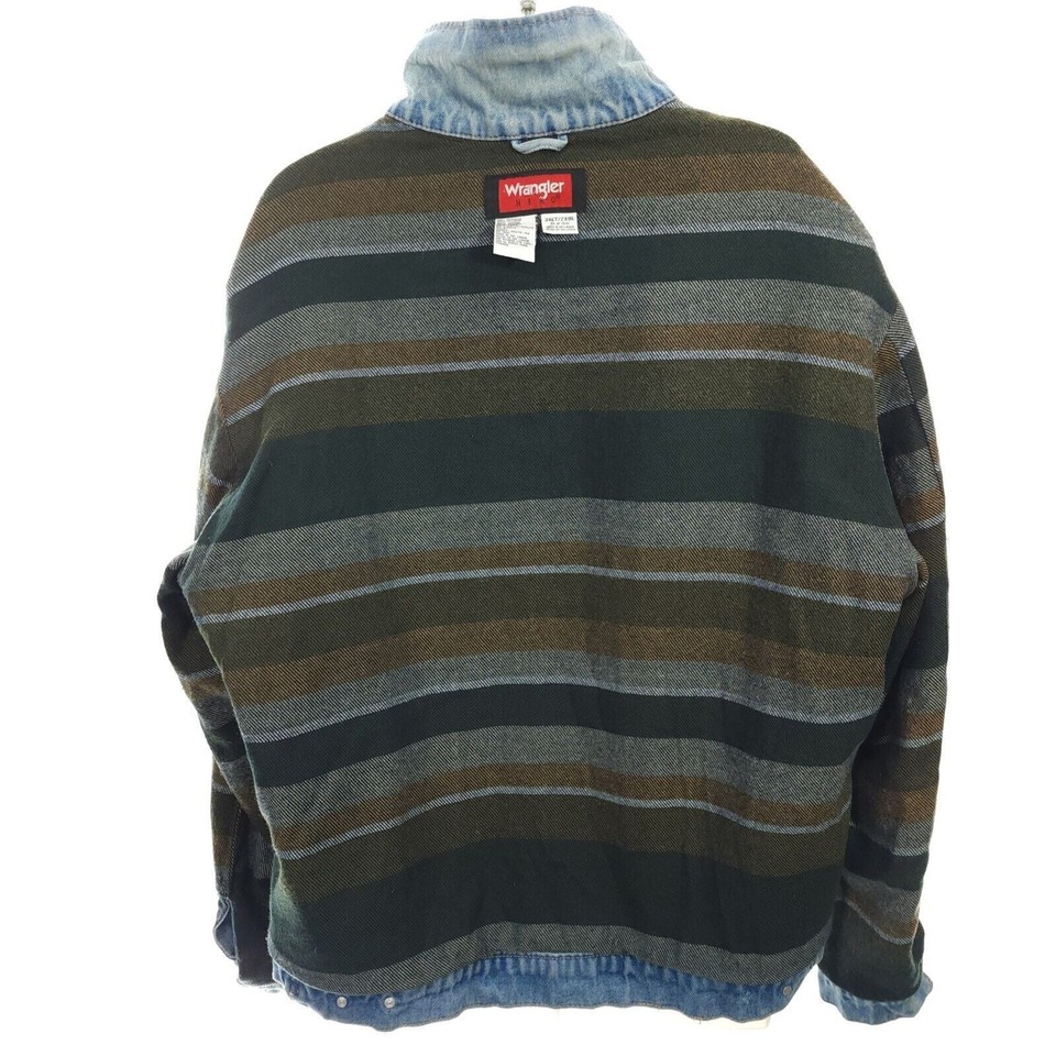VTG Wrangler Hero Flannel Blanket Lined Mens 2XLT Denim Jean Jacket ...