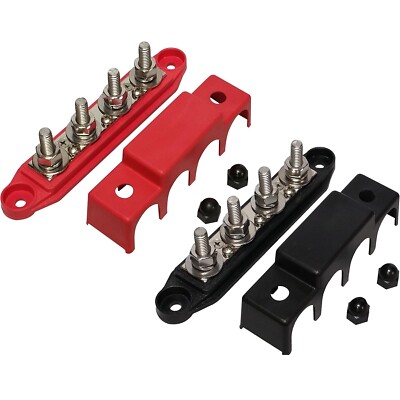 2Pc Bus Bar PowerTerminal Block 12V 300A Power Distribution Block 4 x 3 ...